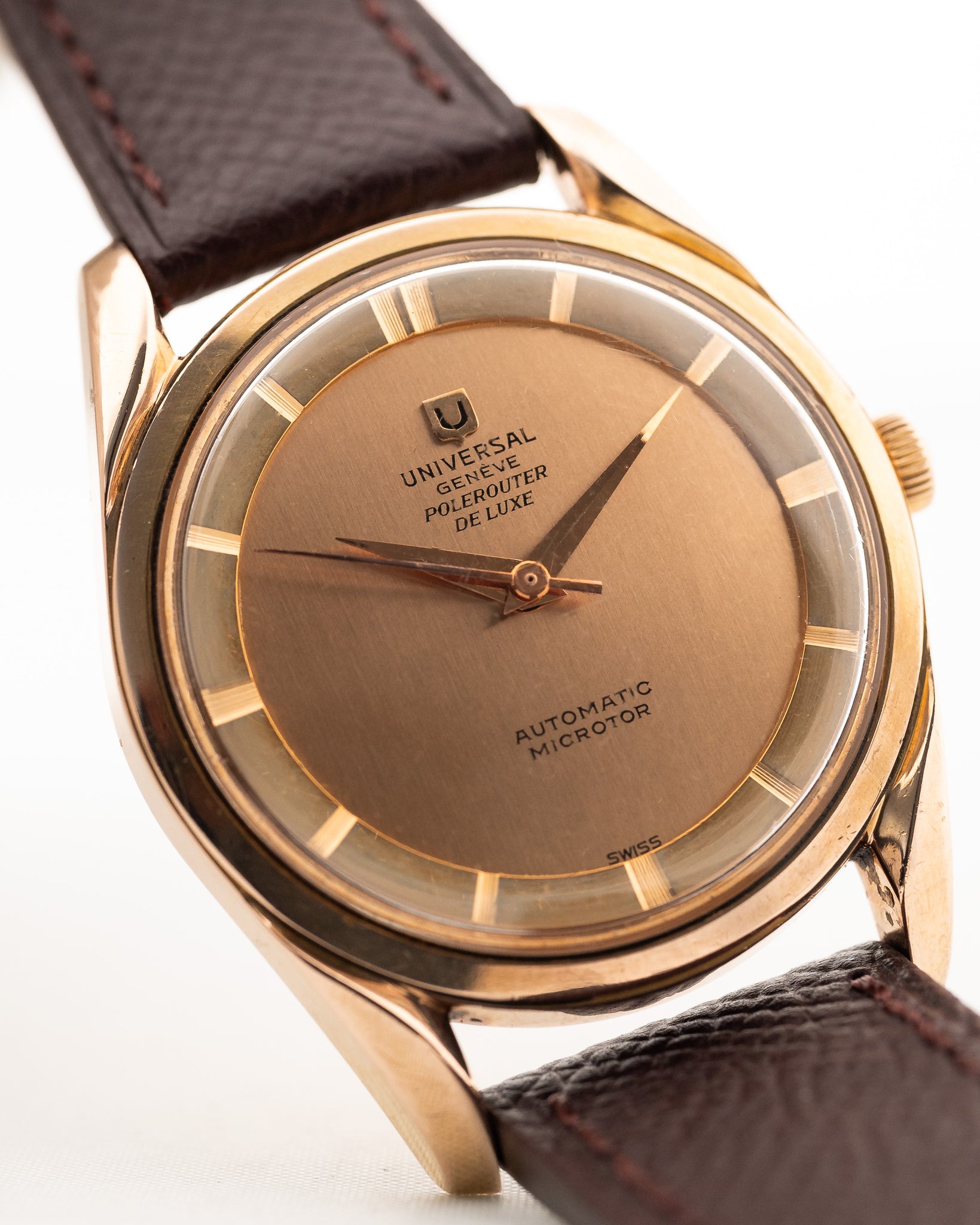 Universal Geneve Polerouter 18k Rose De Luxe 1957 – Goldammer Vintage ...